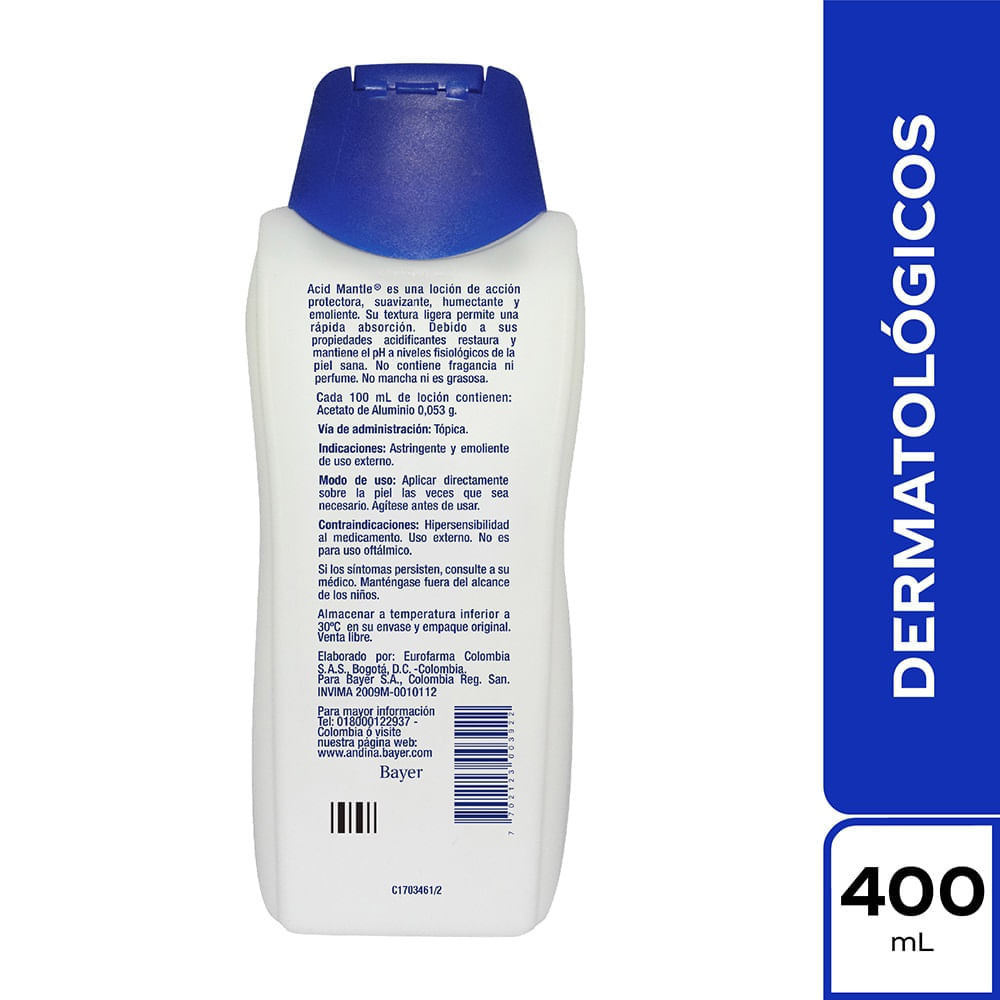 Loción Acetato De Aluminio Acid Mantle N Ph 4.5 Frasco X 400ml - Tienda ... Loción Acetato De Aluminio Acid Mantle N Ph 4.5 Frasco X 400ml - Tienda ...